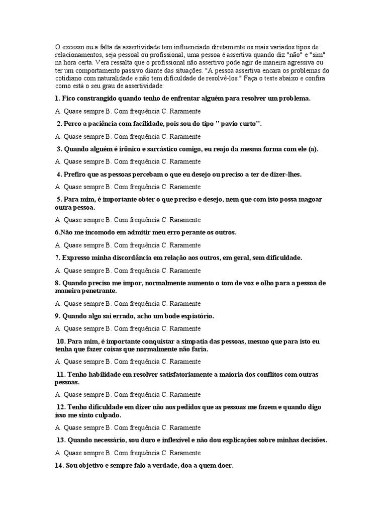 Exercicio Assertividade | PDF