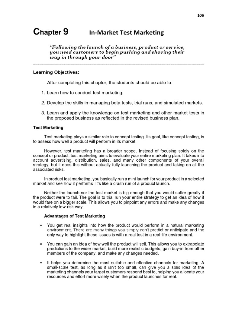 Chapter 9 in Market Test Marketing | PDF | Software Testing | Marketing