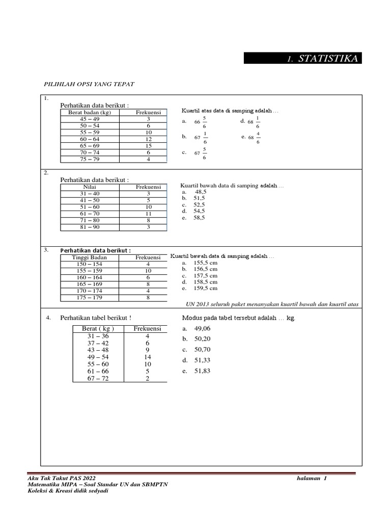 Z Statistika - Bahan Latihan | PDF | Metode & Bahan Ajar