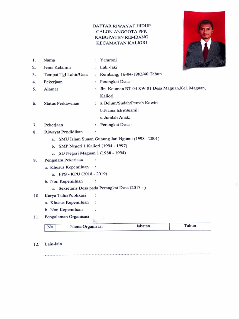 Daftar Riwayat Hidup PPK | PDF