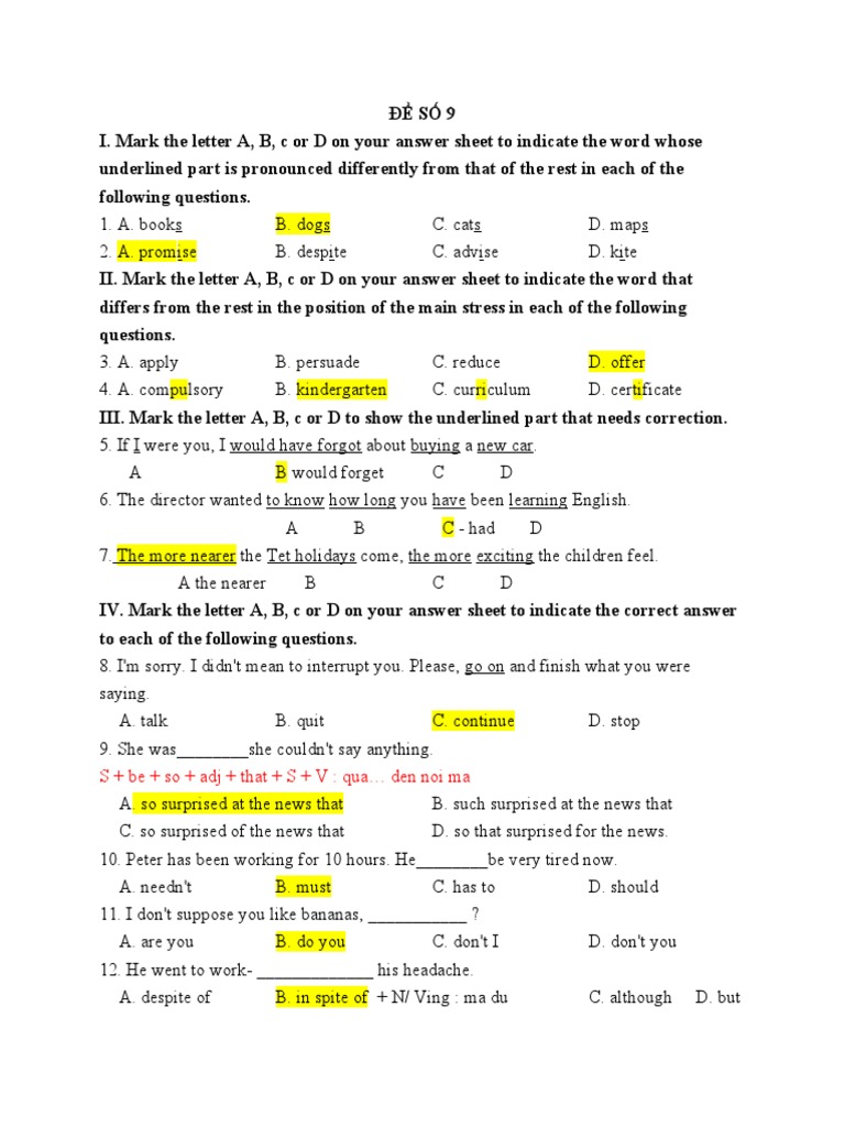 ĐỀ SỐ 9,10,11 | PDF | Communication | Body Language