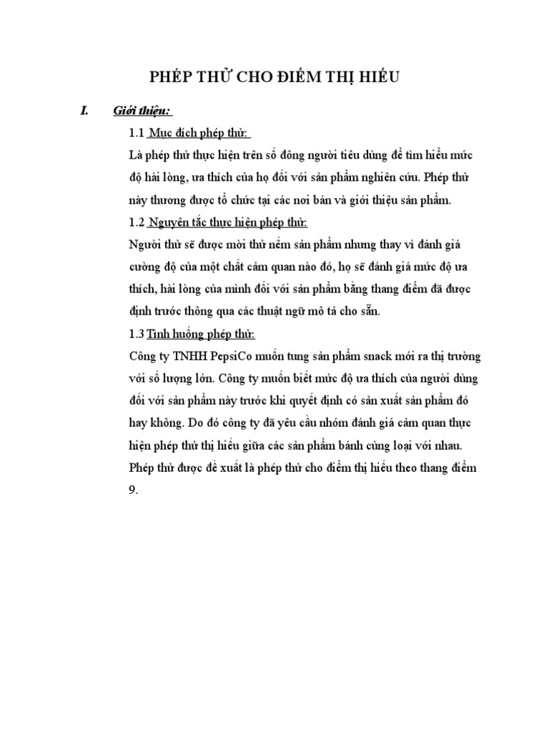 PHÉP THỬ CHO ĐIỂM THỊ HIẾU | PDF
