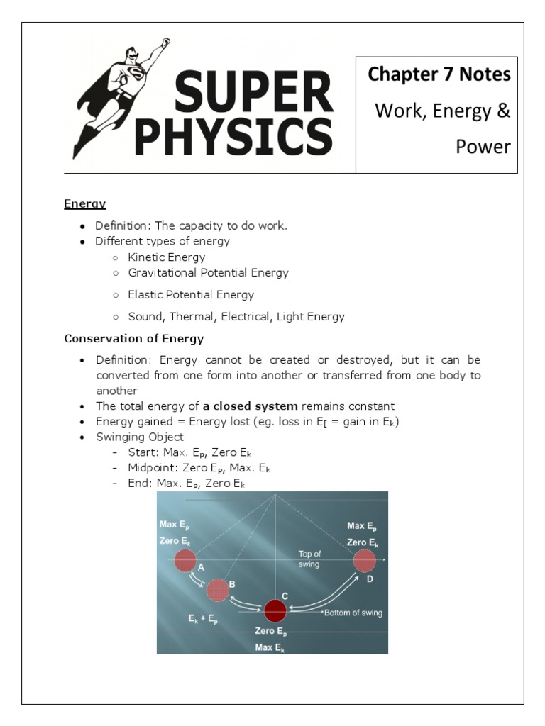 C6 Energy Work and Power Notes | PDF | Potential Energy | Kinetic Energy