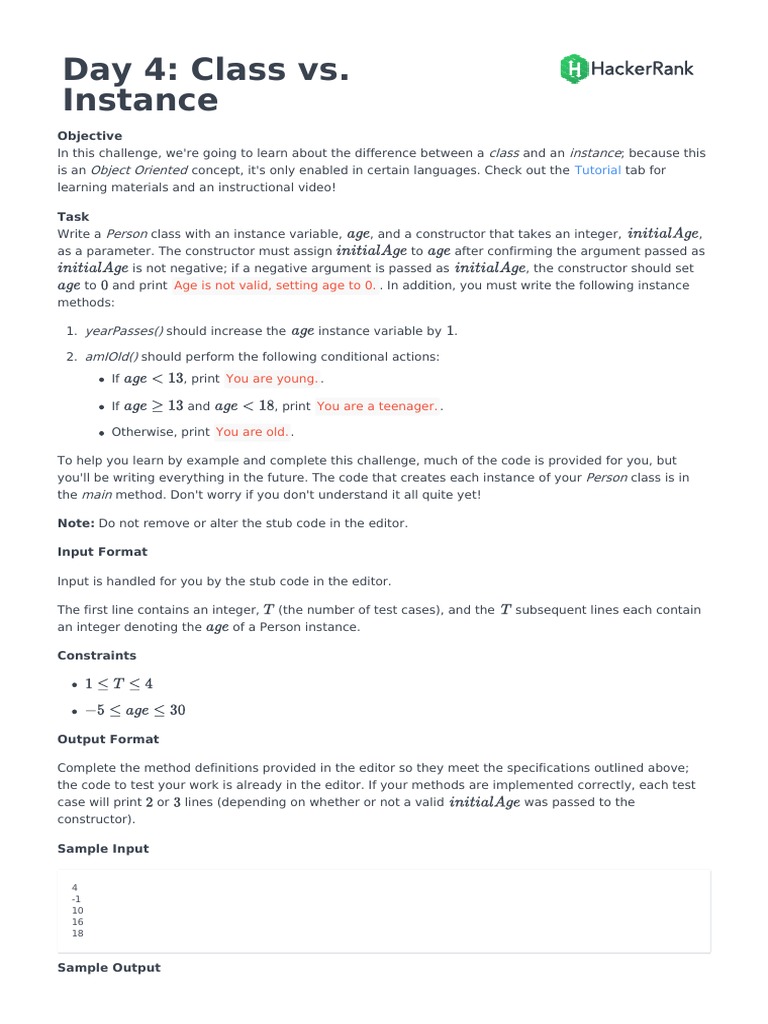 30 Class Vs Instance English | PDF | Parameter (Computer Programming ...