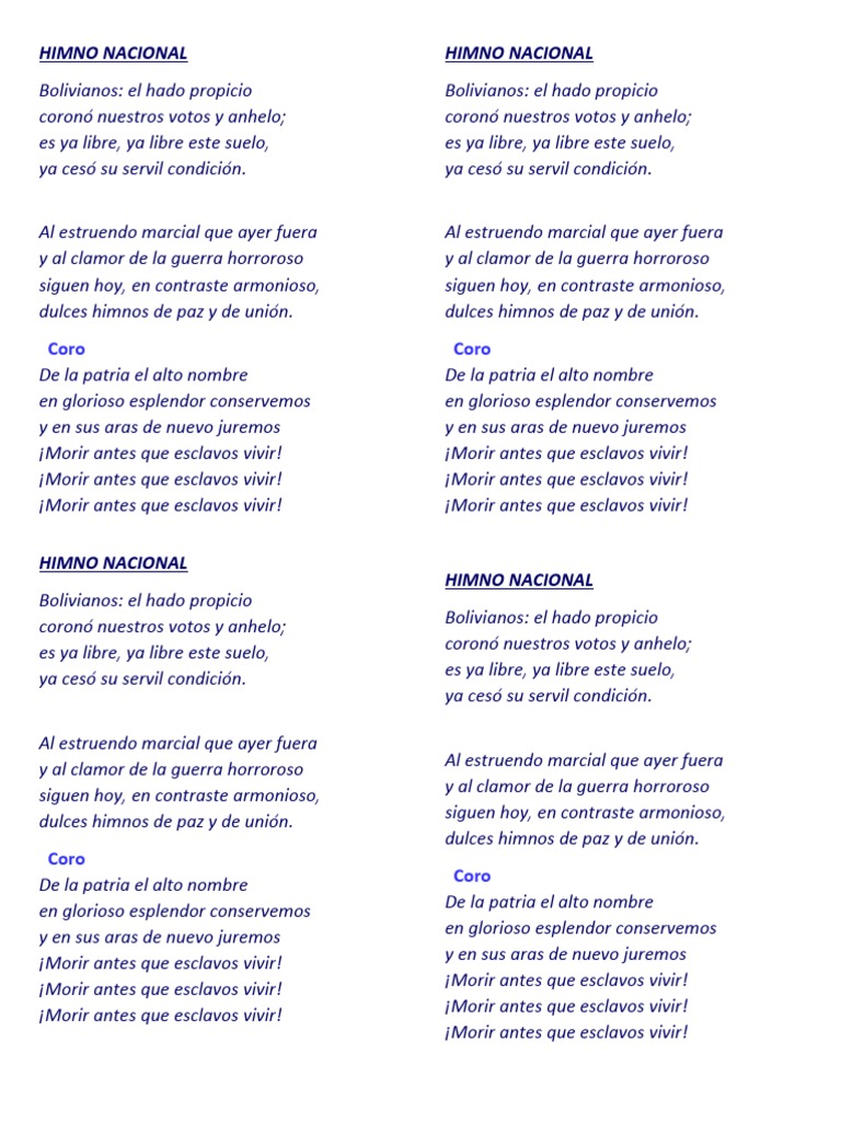 Himno Nacional de Bolivia | PDF | Comunidad andina | Musica en español