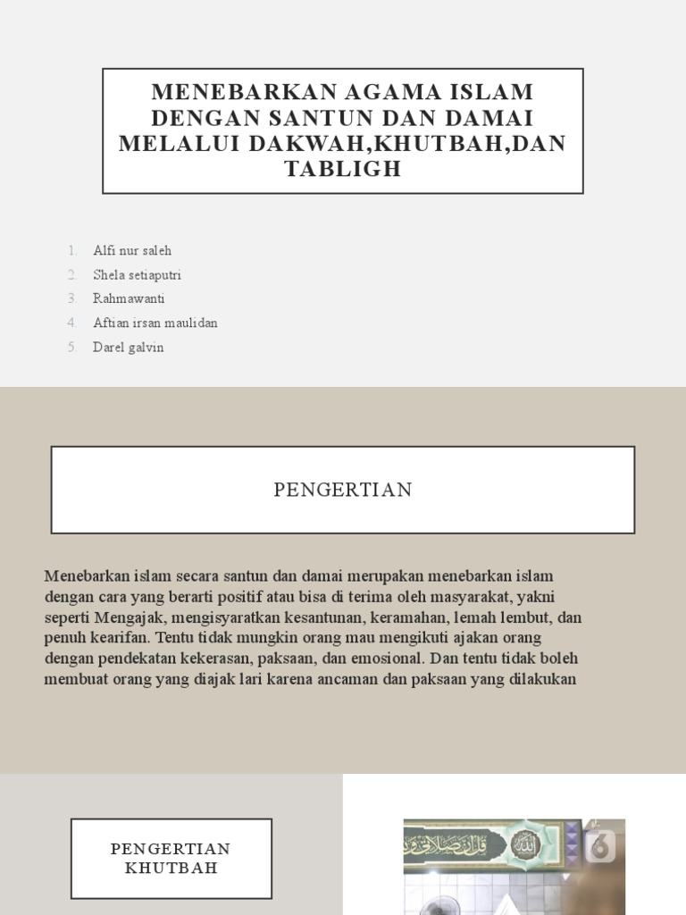 Menebarkan Agama Islam Dengan Santun Dan Damai Melalui Khutbah, Dakwah, Dan Tabligh | PDF