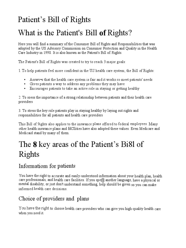 Patient's Bill of Rights | PDF | Health Insurance Portability And ...