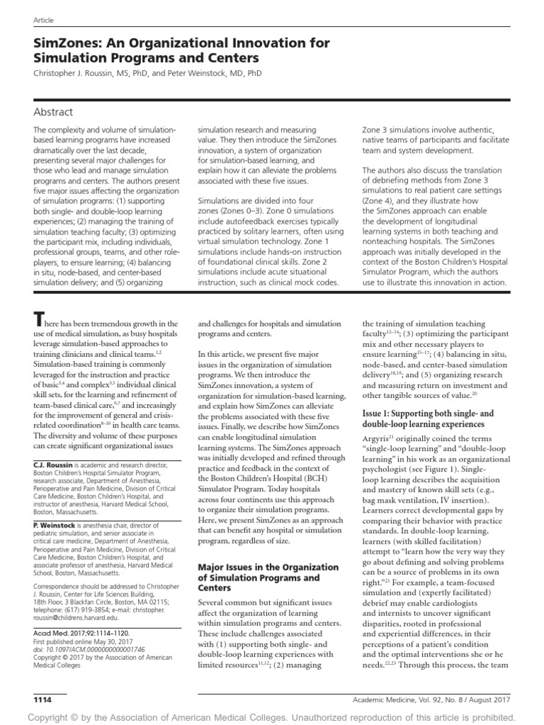 SimZones An Organizational Innovation For.29 | PDF | Simulation | Learning