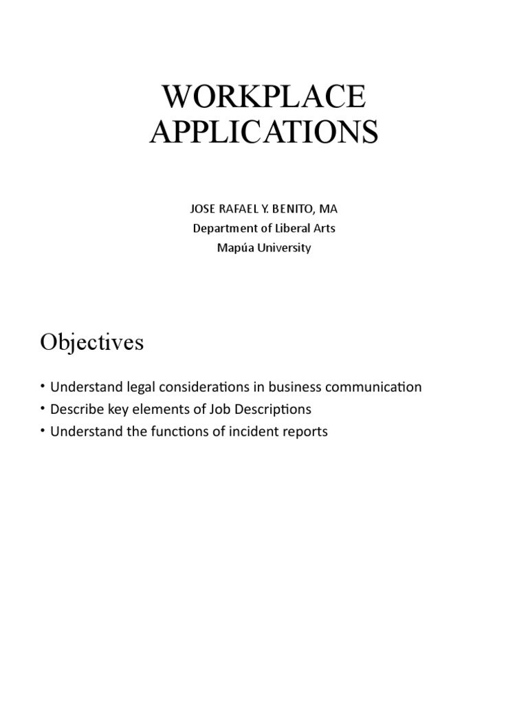 Workplace Applications | PDF