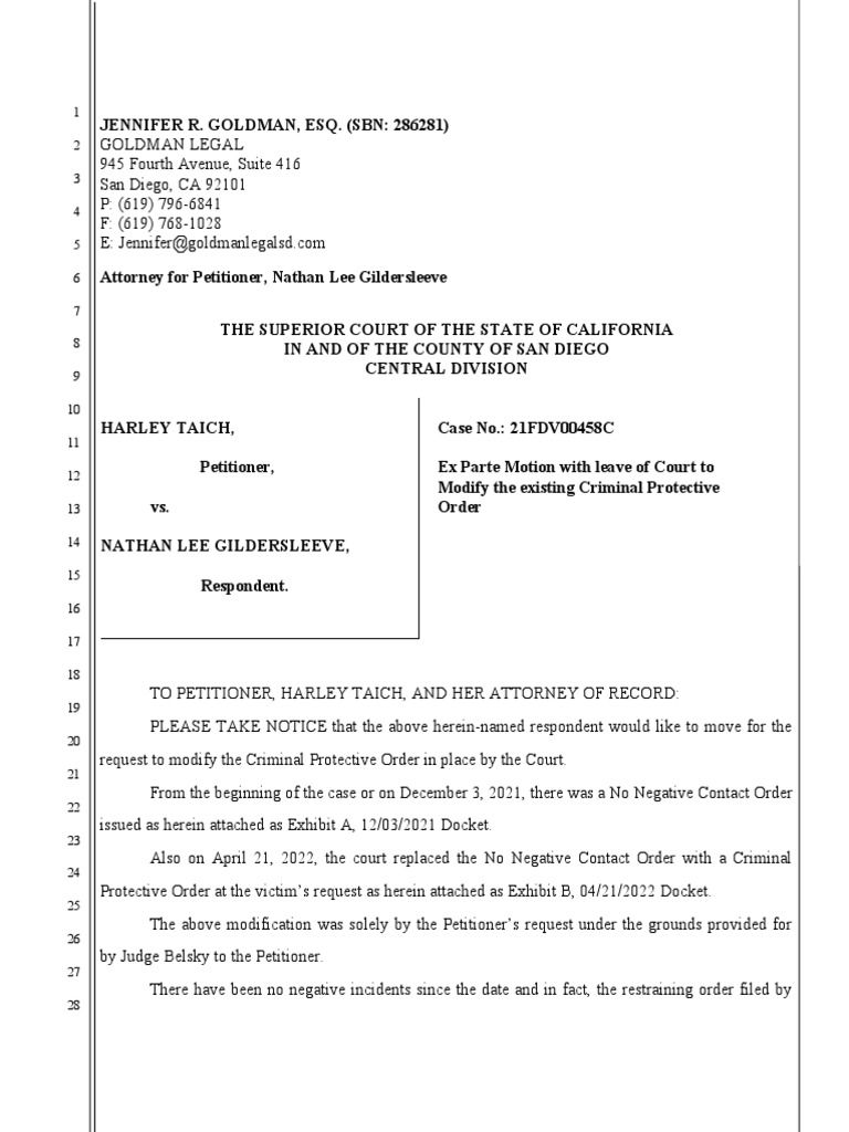 Modify Criminal Protective Order Request | PDF | Restraining Order ...