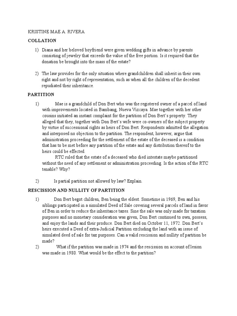 Succession_Questions_Collation,Partition_Rescission of partition ...