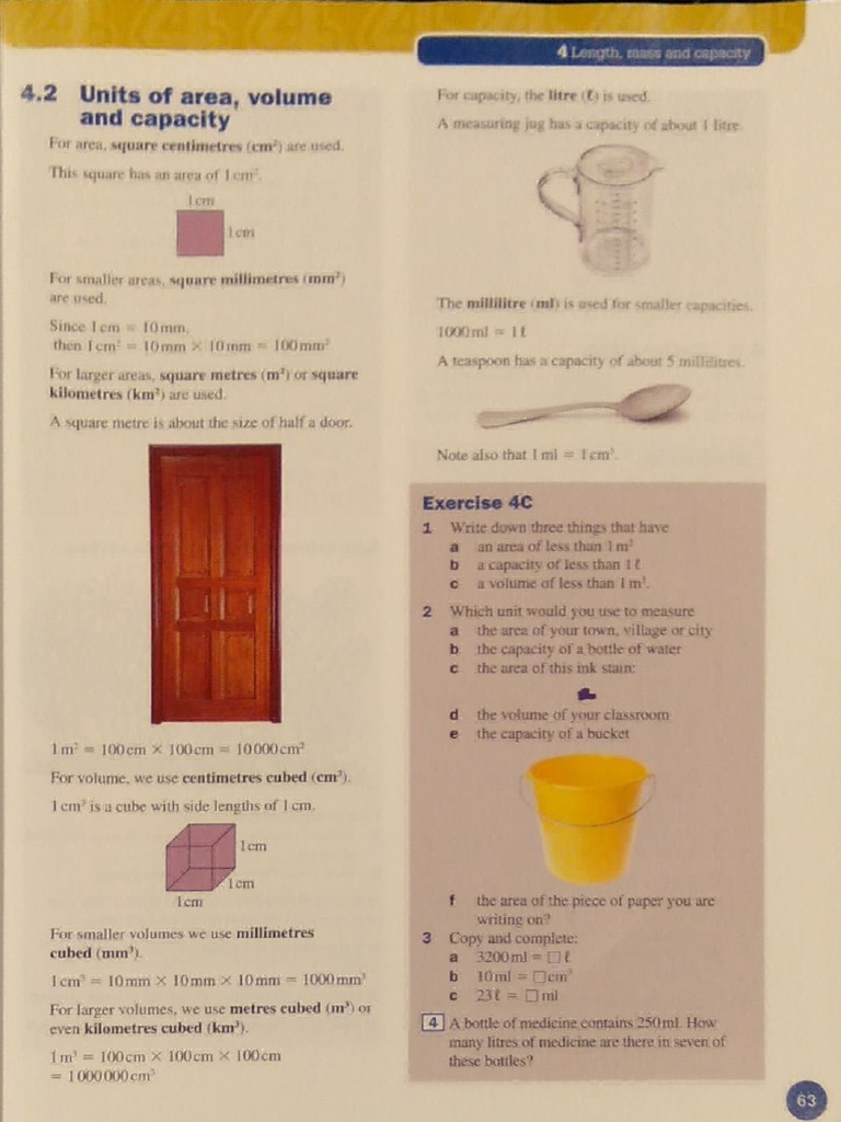 Maths 4c and 4D From Textbook | PDF | Volume | Litre