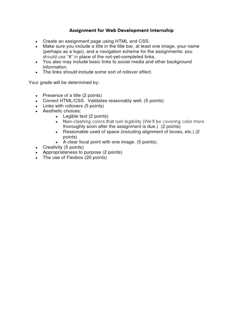 Web Development Internship Assignment Pdf Art