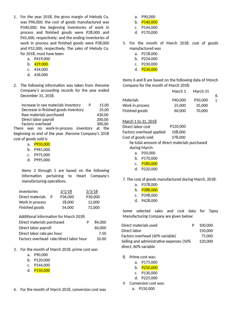Cost Accounting Practicals Pdf Cost Of Goods Sold Inventory