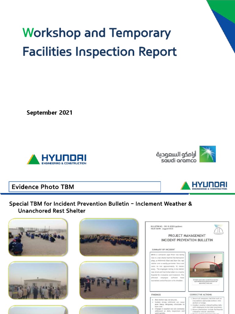 MZIPD -Workshop and Temporary Facilities Inspection Report | PDF