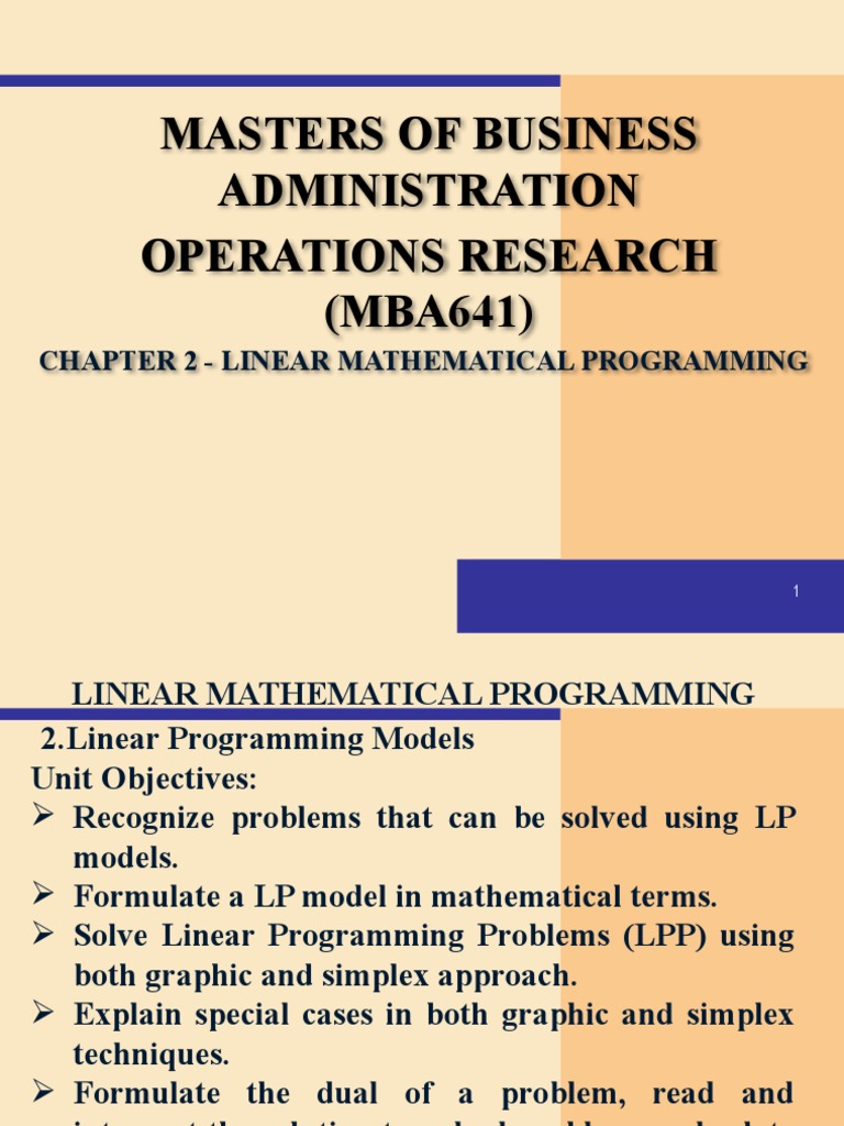 Mba 641 Chapter Two | PDF | Linear Programming | Mathematical Optimization Mba 641 Chapter Two | PDF | Linear Programming | Mathematical Optimization