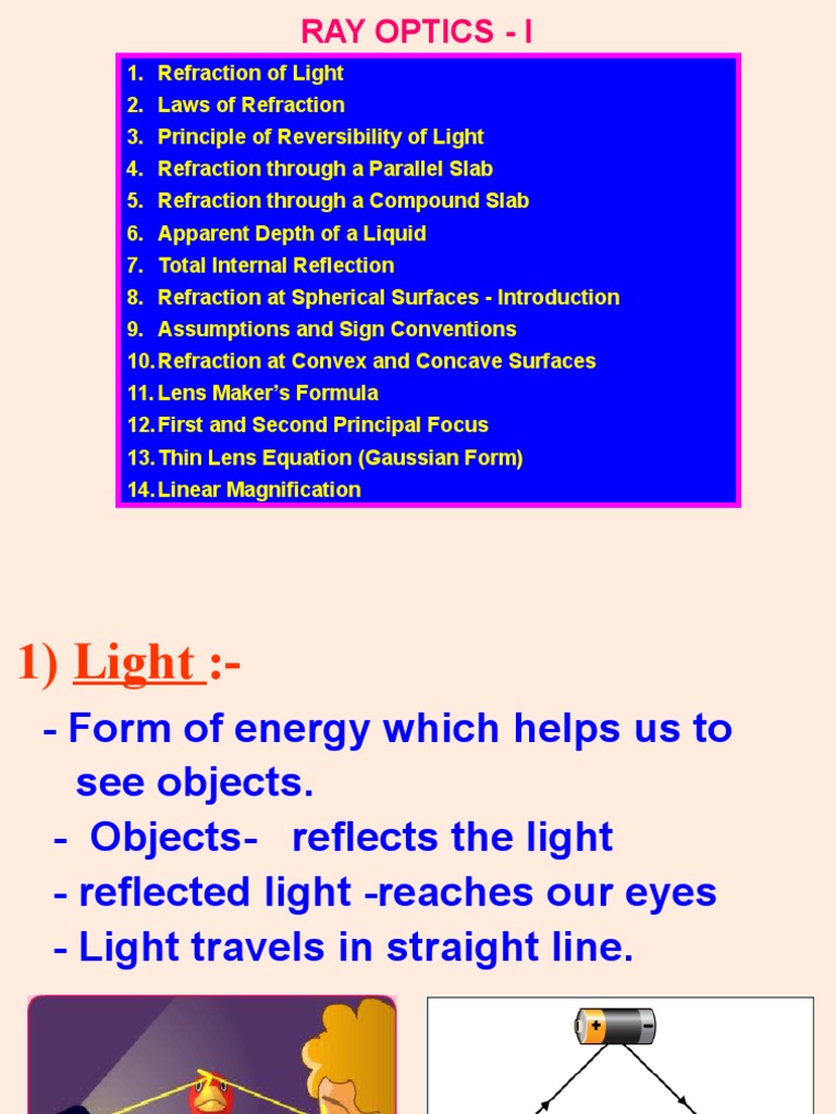 1 Ray Optics 1 | PDF | Mirror | Refractive Index