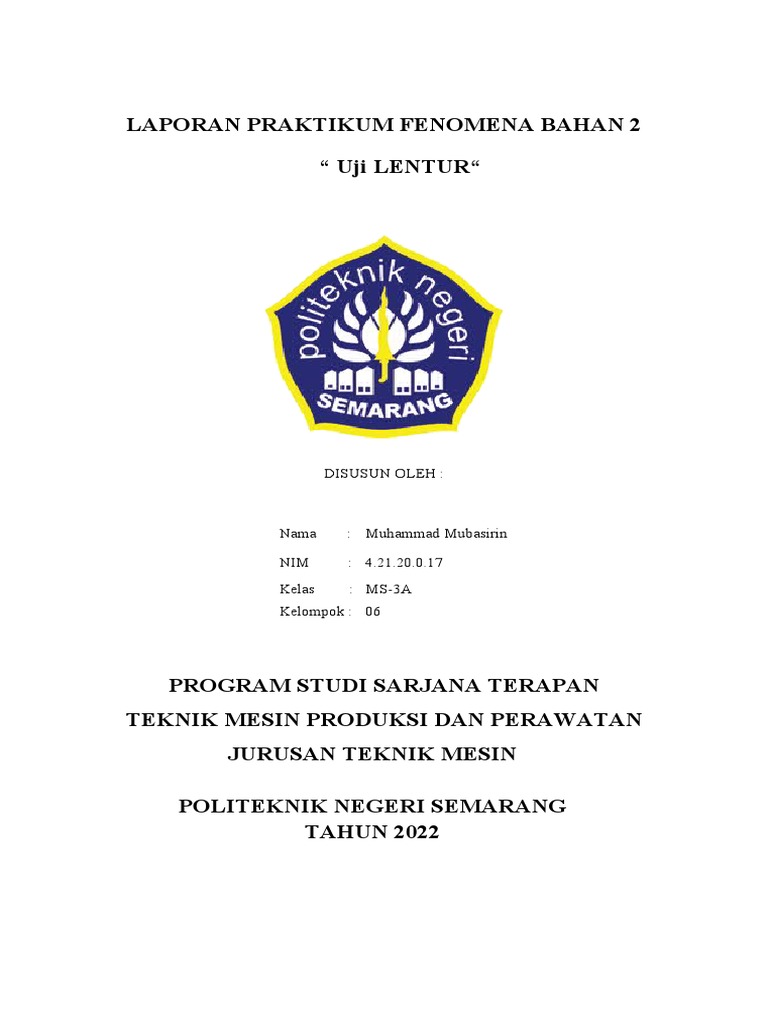 Tempalate Cover Laprak 2 UJI LENTUR | PDF