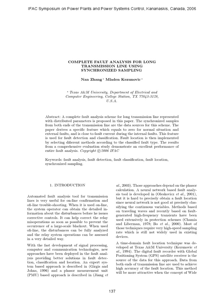 Line To Line Fault Experiments Pdf Electrical Engineering Electricity