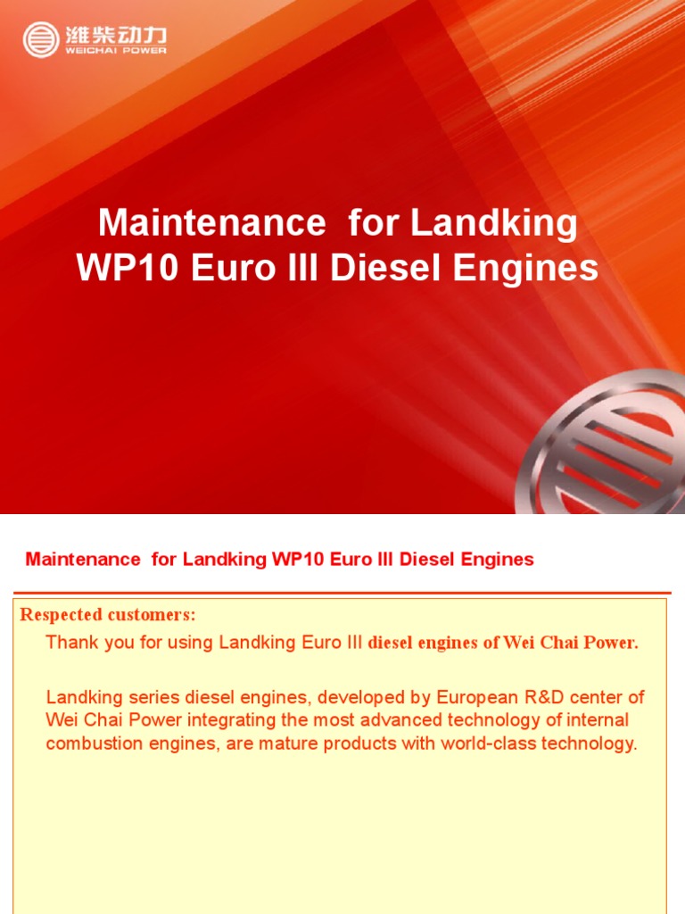 Maintenance For Landking WP10 Euro III Diesel Engines | PDF | Internal ...