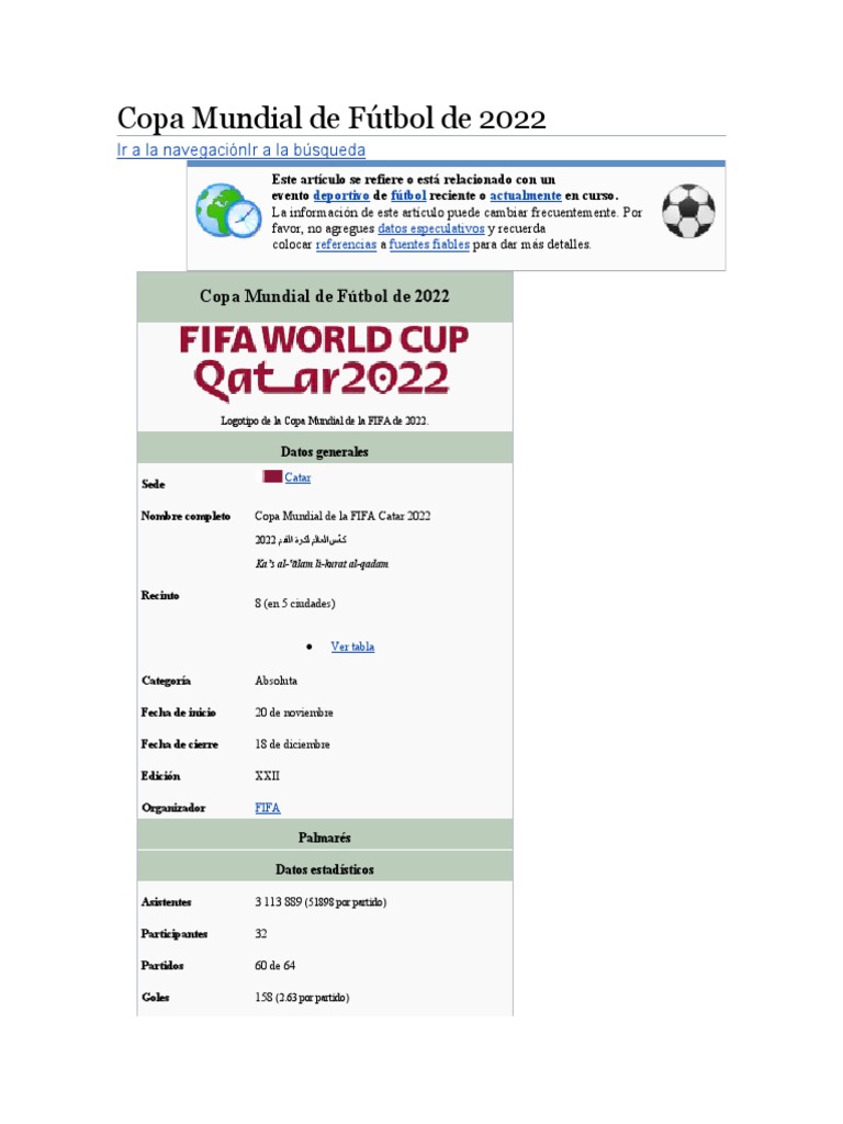 Mundial 2022 en Catar: Datos y Controversias | PDF | Códigos de fútbol ...