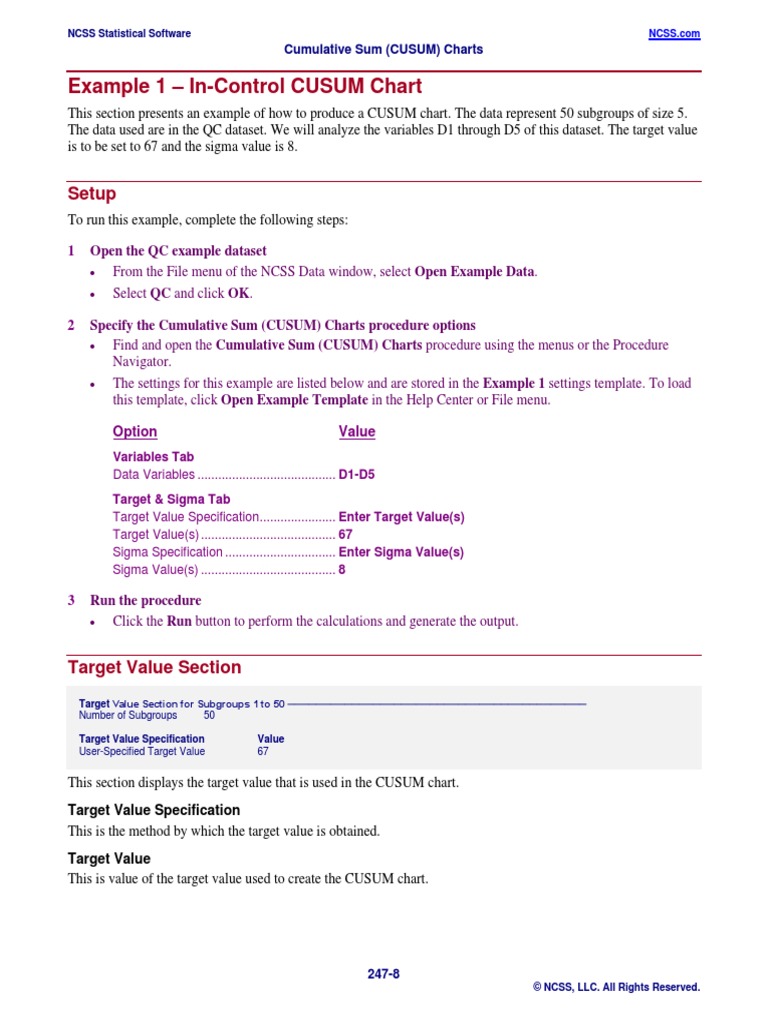 In Control CUSUM Chart Example 1 | PDF