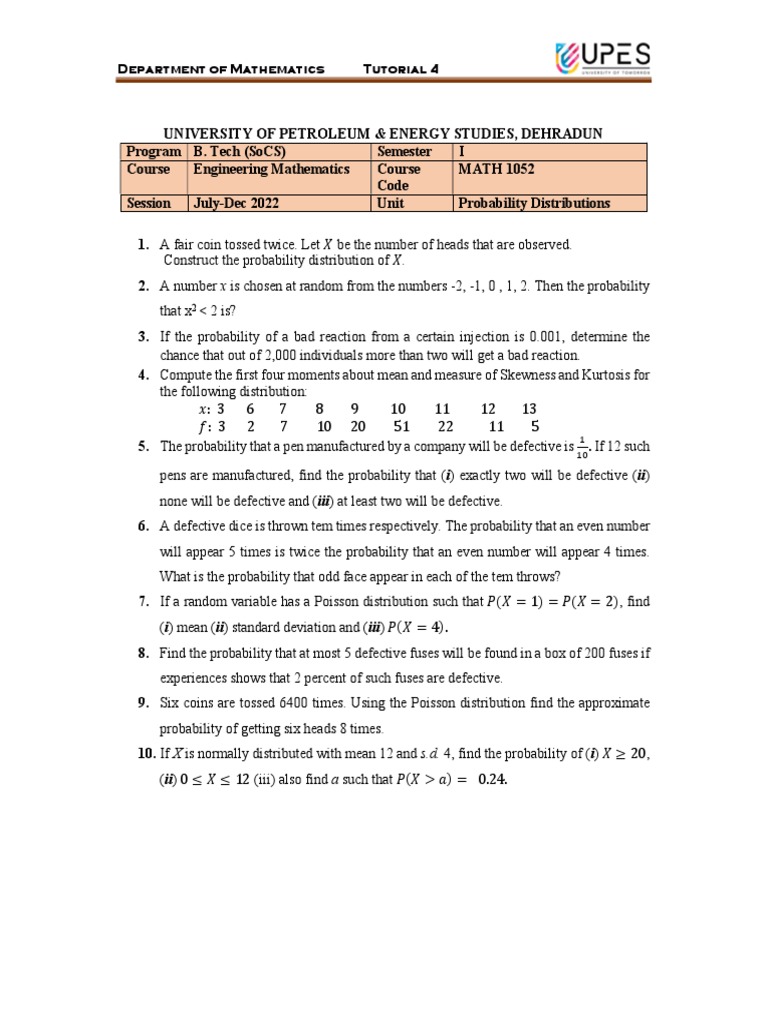 Tutorial 4 MATH 1052 | PDF