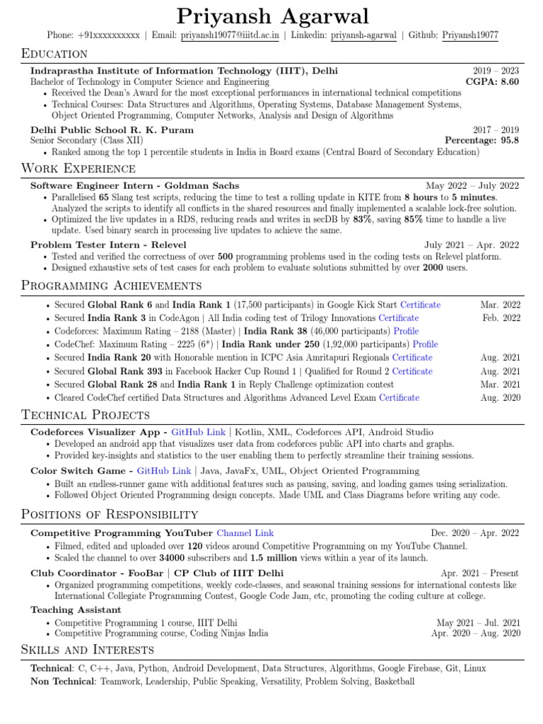 Priyansh Agarwal Resume Linkedin | PDF | Computer Programming | Linked In