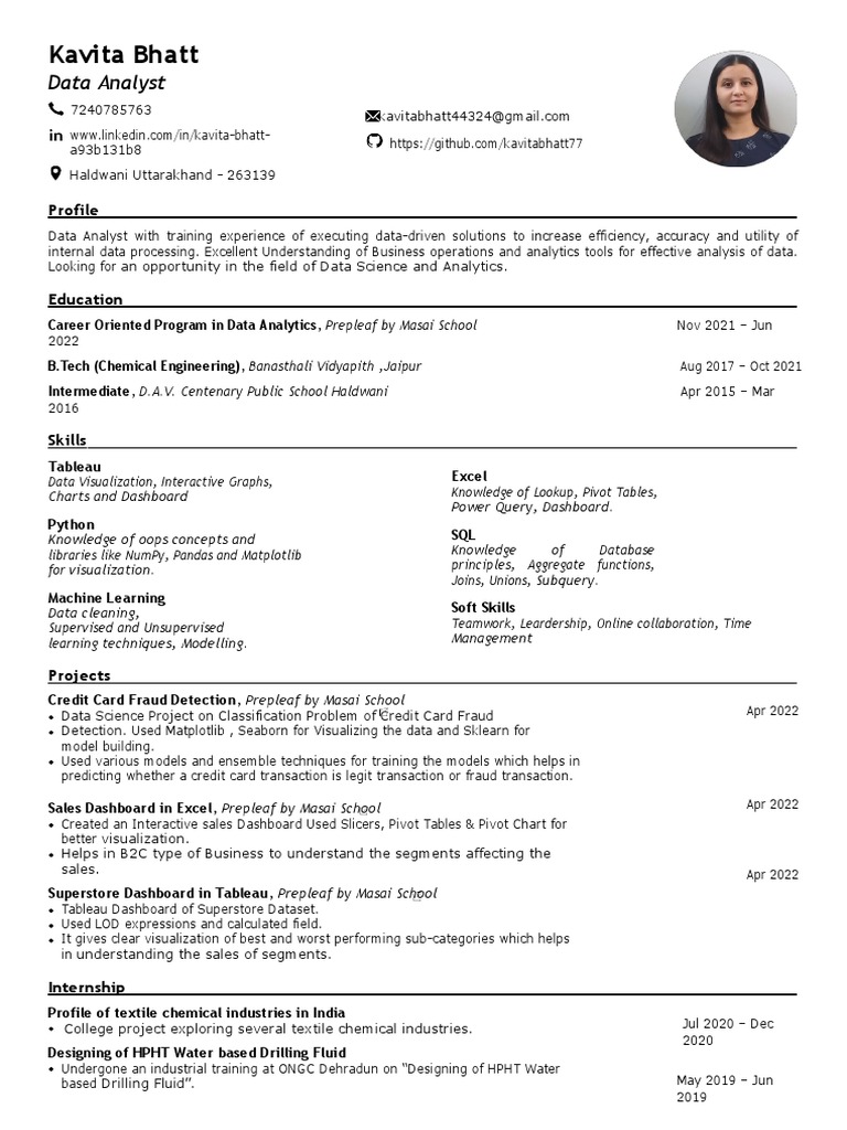 Kavita Bhatt Resume | PDF | Analytics | Data Analysis