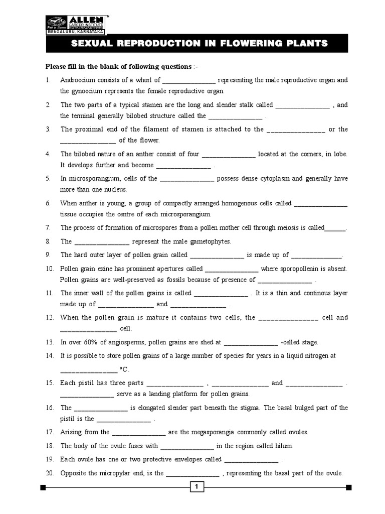 Sexual Reproduction in Flowering Plants | PDF | Flowers | Pollen