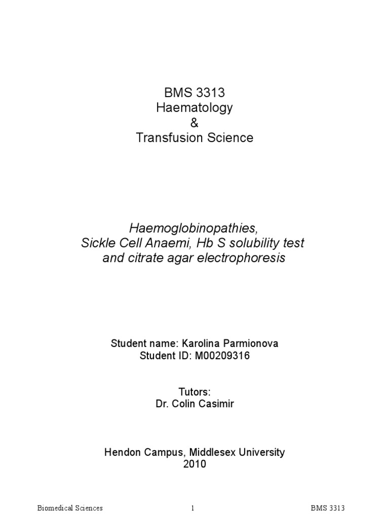 Sickle Cell Lab | PDF | Sickle Cell Disease | Gel Electrophoresis