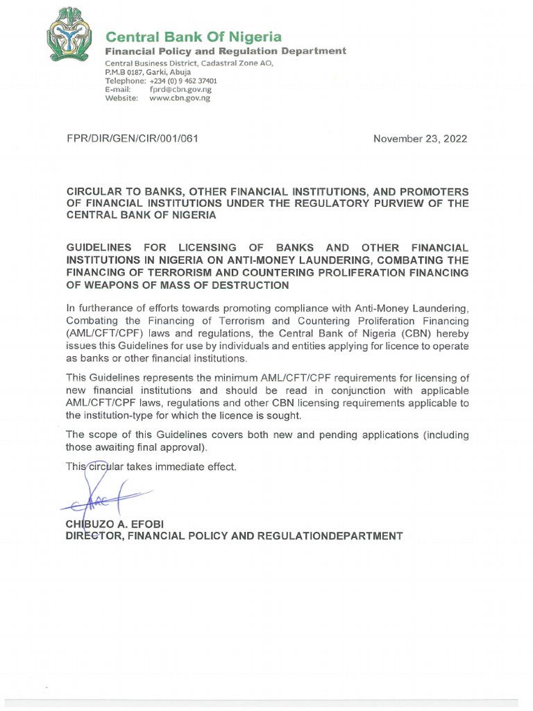 Circular and AML Licensing Guideline | PDF | Money Laundering | Government