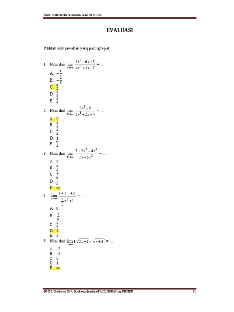 Soal Matematika Kelas XII | PDF