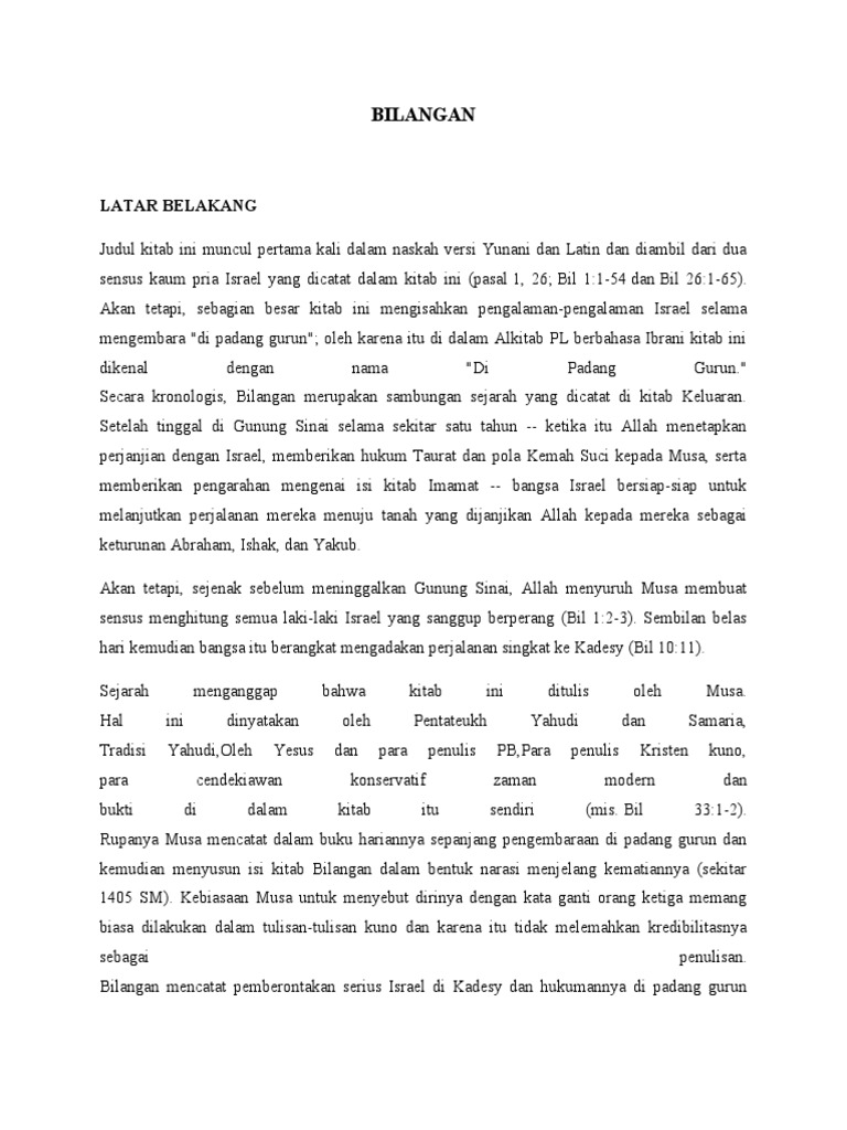 Perjalanan Panjang di Padang Gurun: Kisah Umat Allah dalam Kitab Bilangan | PDF