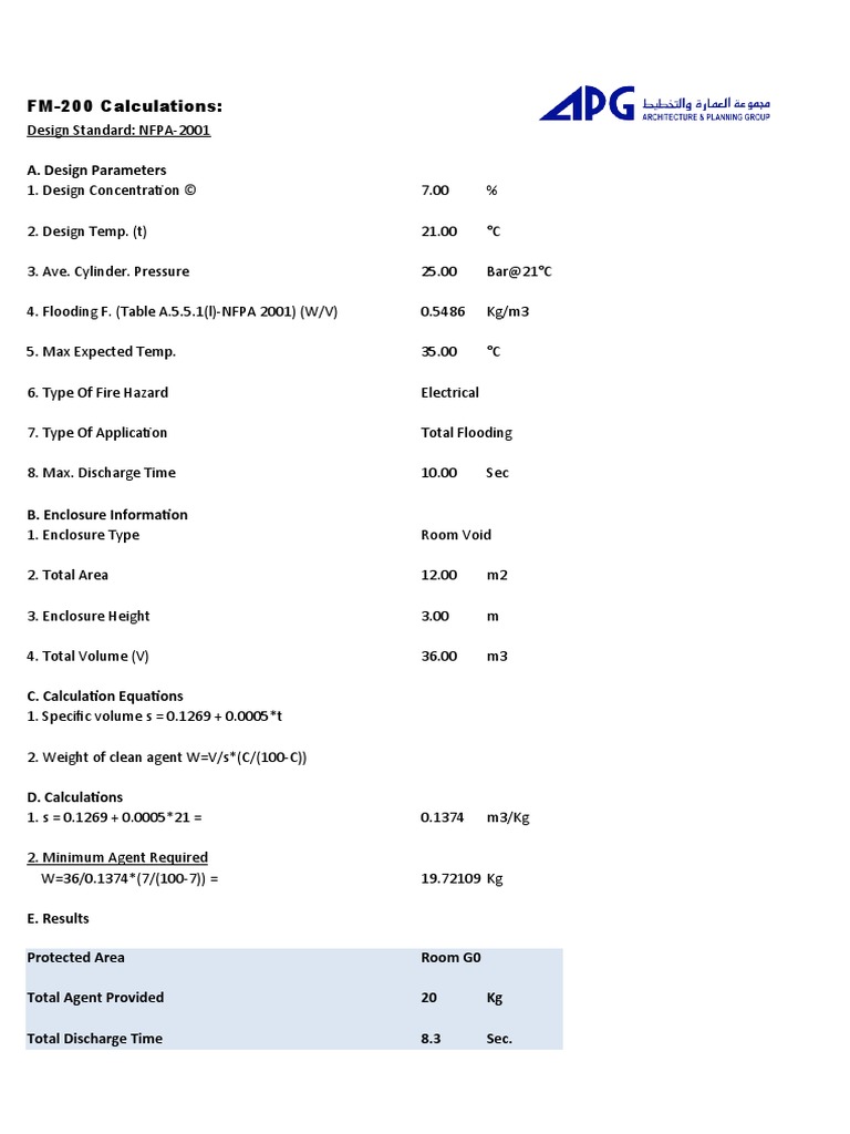 FM200 Calculations | PDF