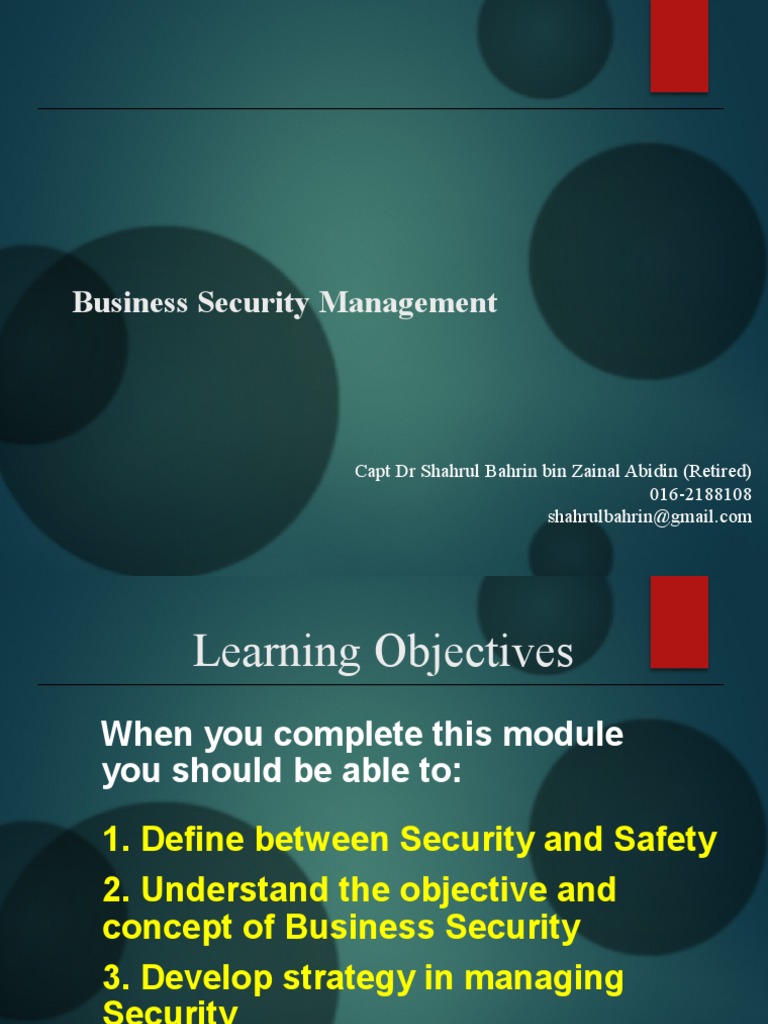 Note Ebshe - Business Security Management | PDF | Leadership | Safety