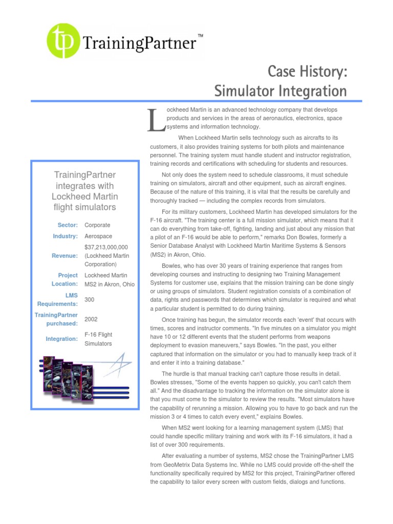 Case Study Lockheed Martin 127850 | PDF | Simulation | Lockheed Martin