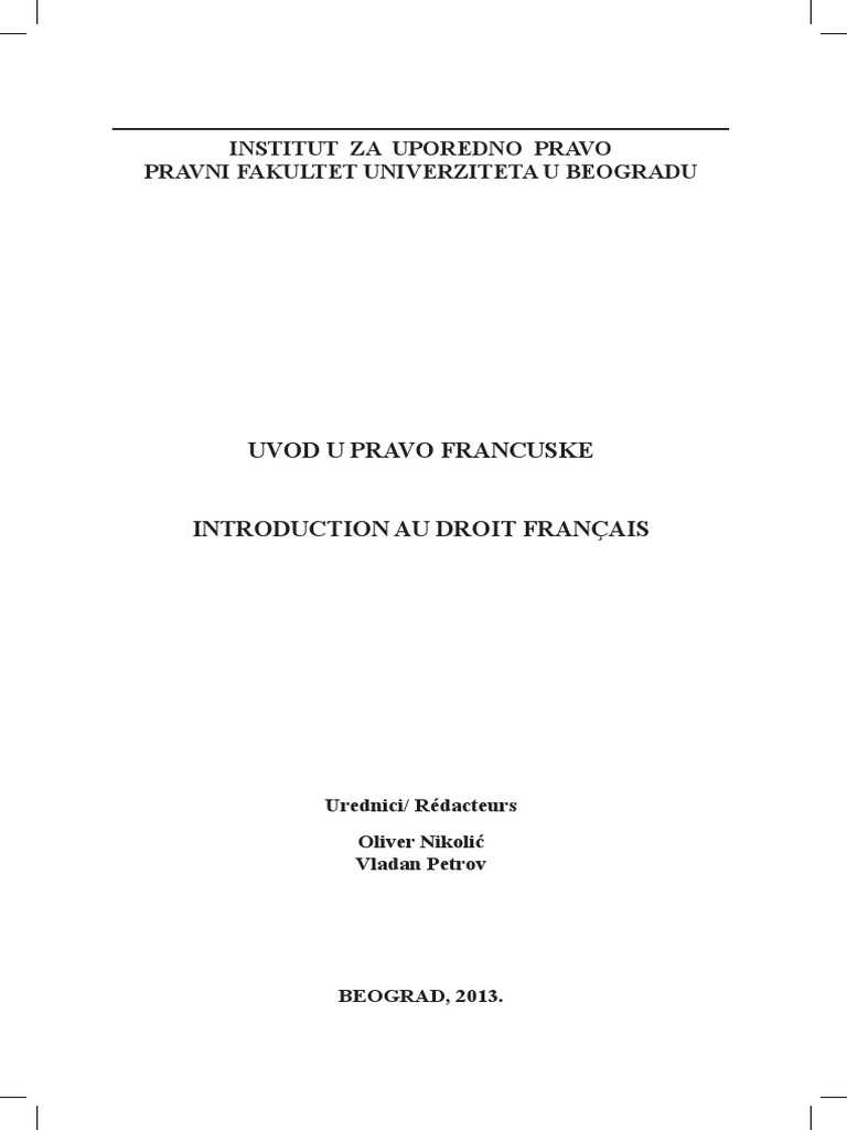 Uvod U Pravo Francuske | PDF