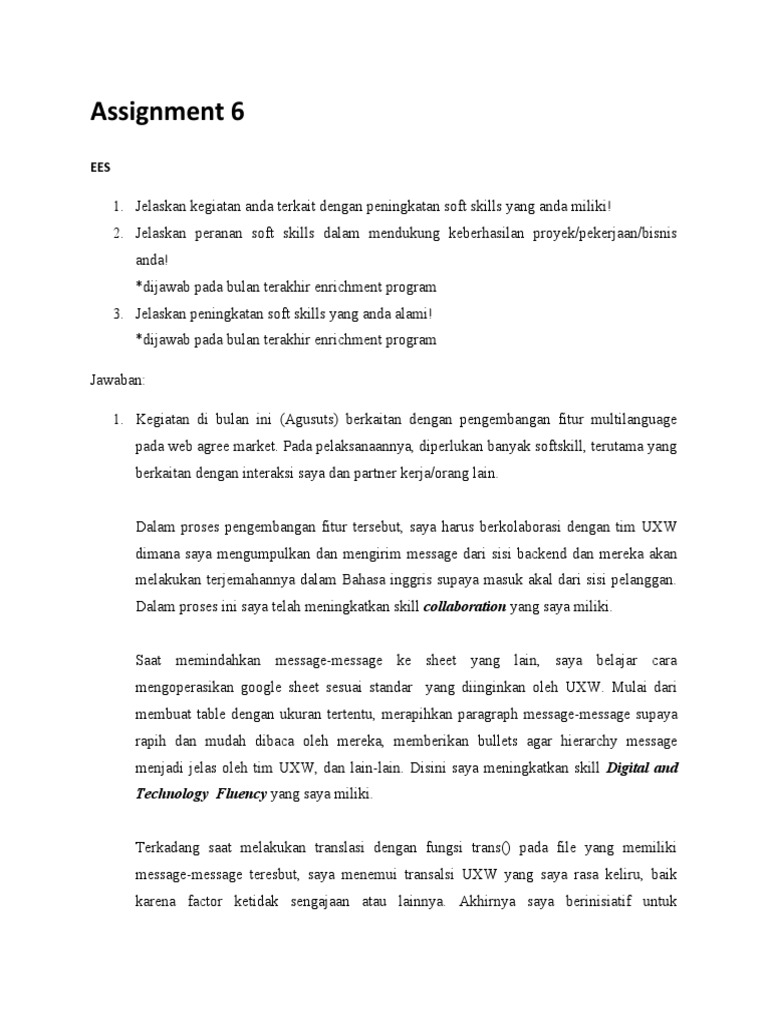 Assignment EES Bulan 6 | PDF
