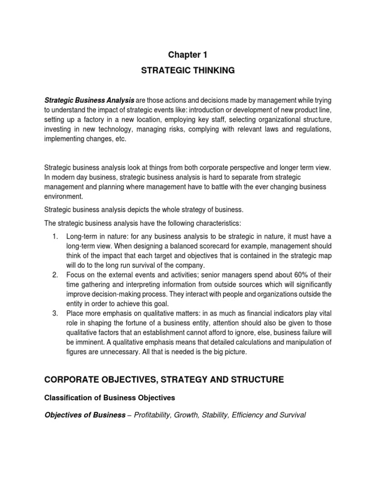 Chapter 1 Strategic Business Analysis | PDF | Strategic Management ...
