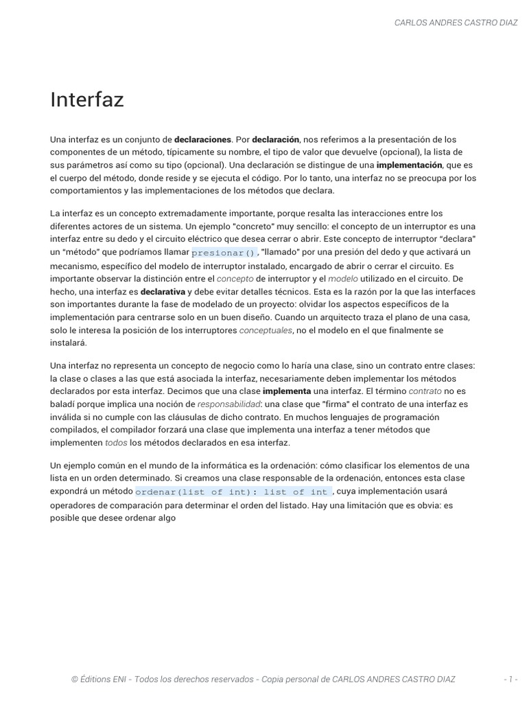 Interfaz | PDF | Lenguaje de programación | Ingeniería Informática