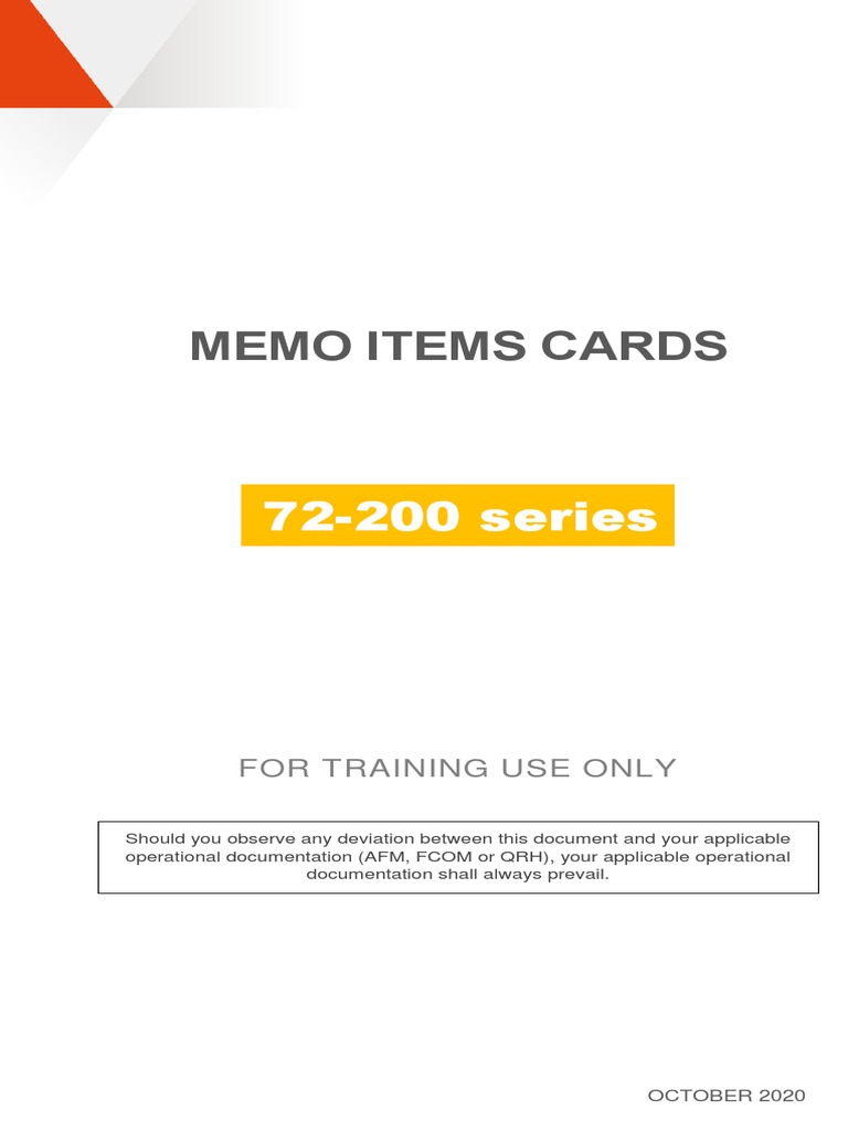 Memo Items Cards-ATR72-200 Series-Issue1 | PDF | Transport | Aerospace