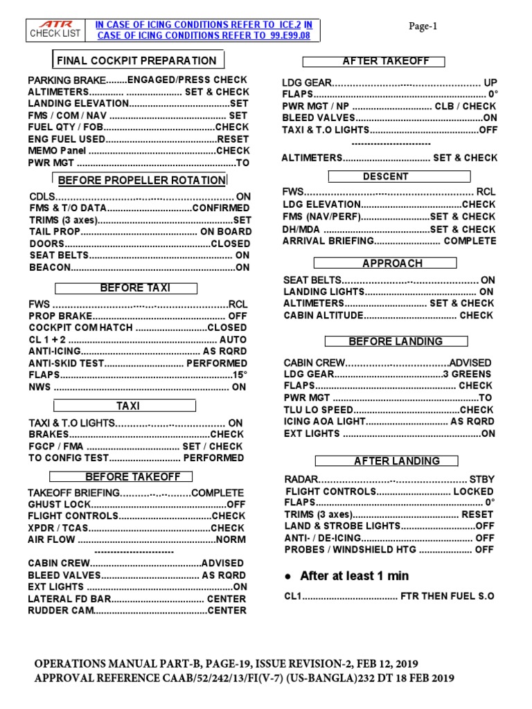Normal Checklist ATR-72-600 | PDF | Flight Control Surfaces | Aviation