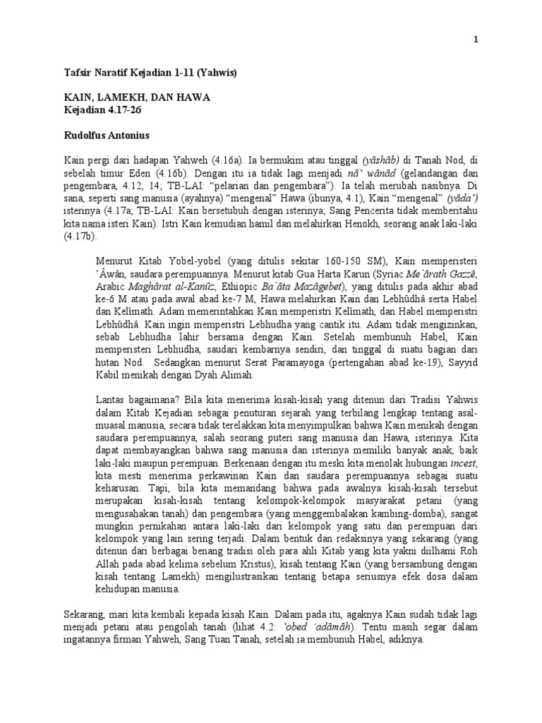 Kain, Lamekh, dan Warisan Dosa | PDF | Sejarah | Agama & Spiritualitas