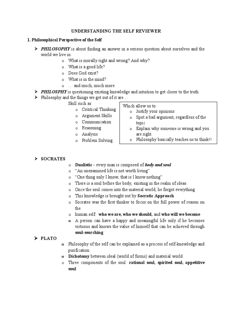 Understanding The Self Reviewer | PDF | Soul | Rationalism Understanding The Self Reviewer | PDF | Soul | Rationalism