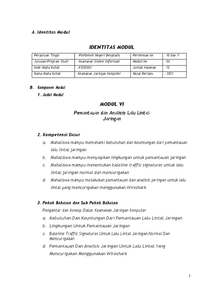 Modul 6 Network Traffic Monitoring And Analysis Pdf 