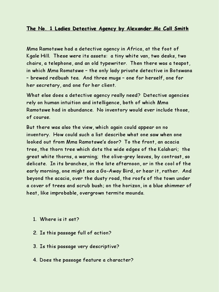 The No. 1 Ladies Detective Agency | PDF