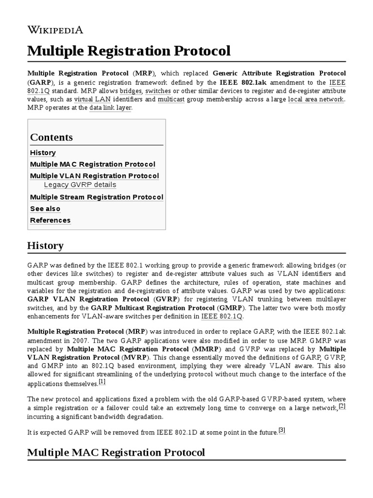 Multiple Registration Protocol | PDF | Networking Standards | Physical Layer Protocols