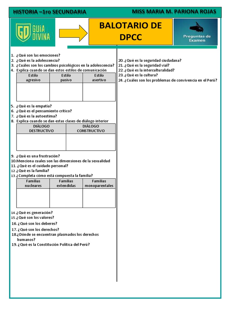 Balotario Examen Final DPCC | PDF