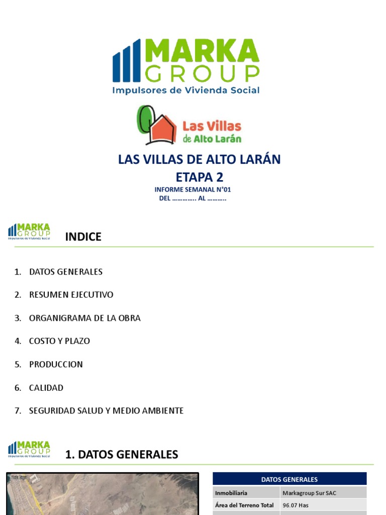 Informe Semanal Construcción Villas Larán | PDF | Ciencias de la Salud